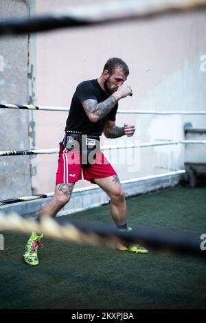 Croatian boxing champion Luka Plantic is seen during training before ...