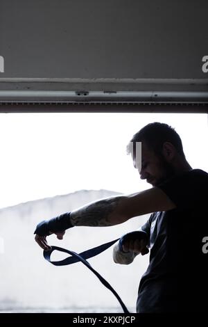Croatian boxing champion Luka Plantic is seen during training before ...