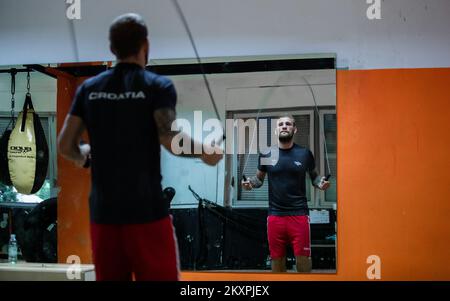 Croatian boxing champion Luka Plantic is seen during training before ...