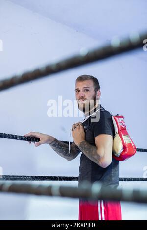 Croatian boxing champion Luka Plantic is seen during training before ...
