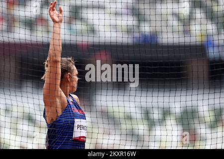 TOKYO, JAPAN - JULY 31: Sandra Perkovic of Team Croatia competes in the ...
