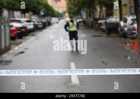 Croatian Police officer secure a road near the start area of 29th ...