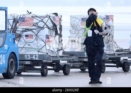Moderna COVID-19 vaccine donation from USA arrived by plane at the ...
