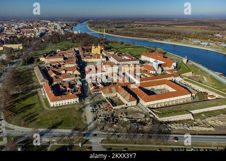 Aerial view of the Osijek Fortress in Osijek, Croatia on November 21 ...