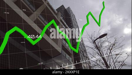 Financial curve over high building Stock Photo - Alamy