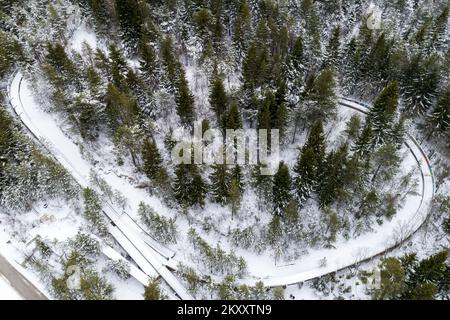 Aerial photo of bobsleigh track on Trebevic mountain in Sarajevo ...