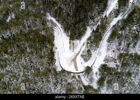 Aerial photo of bobsleigh track on Trebevic mountain in Sarajevo ...