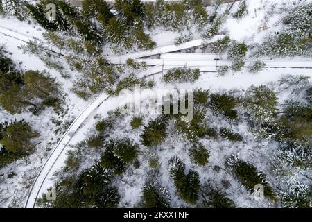 Aerial photo of bobsleigh track on Trebevic mountain in Sarajevo ...