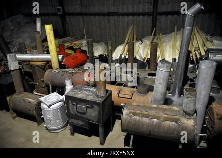 VINNYTSIA, UKRAINE - NOVEMBER 30, 2022 - Some of the 141 trench stoves ...