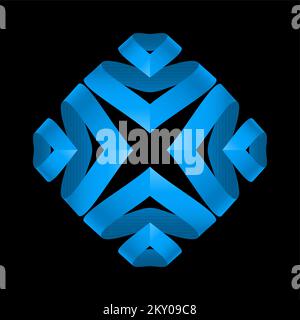 Stylized Abstract Blue Ribbons Origami Element for Design on White ...