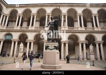 Palazzo di Brera is pictured in Milan, Italy on April 23, 2022. Photo ...