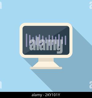 Lab monitor icon flat vector. Scientist research. Dna genetic Stock ...