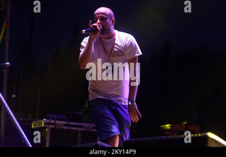 Croatian rap artists VojkoV perform on a first day of Sea Star Festival ...