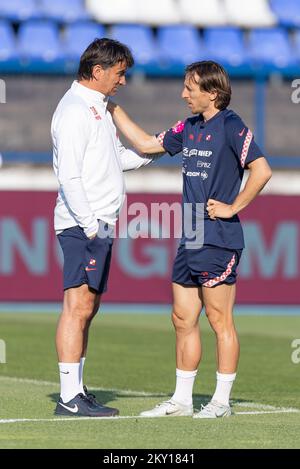 Luka Modric gives a hug to Croatia Head Coach Zlatko Dalic during a ...