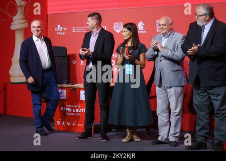 Norwegian Magnus Carlsen during the awards ceremony of Grand Chess Tour ...