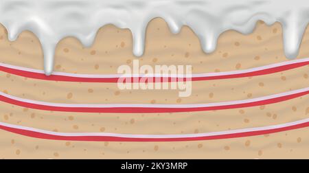 Panoramic background layer cake, food texture - Vector illustration ...