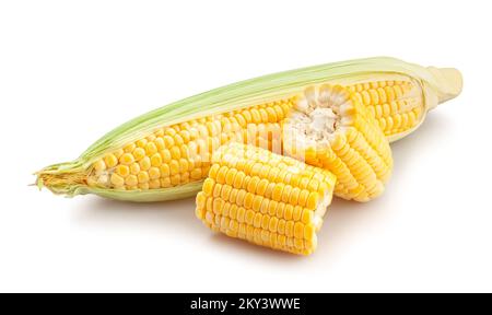 sliced corn path isolated on white Stock Photo - Alamy