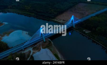 Aerial view of the bridge over the Drava River on Corridor 5c in ...