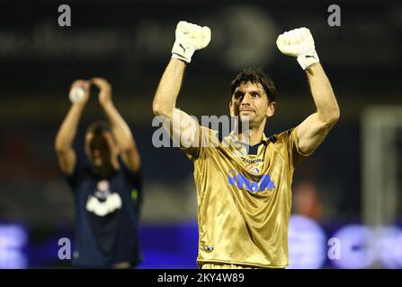 Dinamo Zagreb goalkeeper Tomislav Butina celebrates victory at the end ...