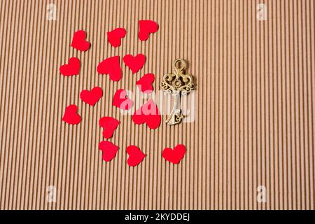 Retro styled decorative key and paper heart shape Stock Photo - Alamy