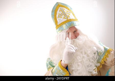 Sinterklaas portrait USA on a white background. Dutch Santa Claus St ...