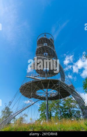 Hoehenpark Killesberg, Killesberg tower, stairs, wire ropes, circles ...