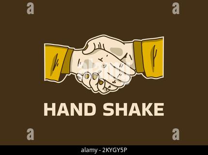 Vintage art illustration design of shaking hands Stock Vector Image ...