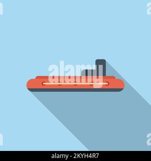 Coast rescue boat icon flat vector. Sea flood. Guard raft isolated ...