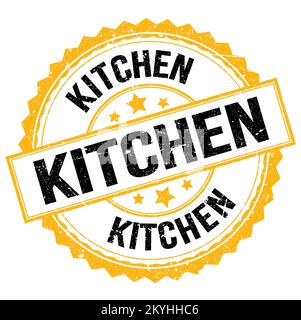 words Kitchen written on a black background with flour. Inscription ...