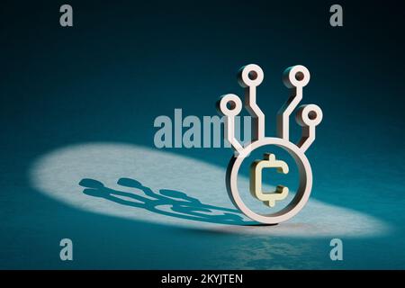 Beautiful abstract illustrations blue Blockchain Cryptocurrency Coin ...