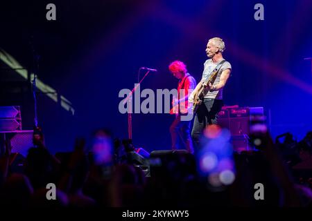 Sting, real name Gordon Sumner, live performance on stage. Bass player ...