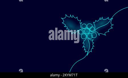 Holly mistletoe one continuous line art element. Line art sketch hand ...