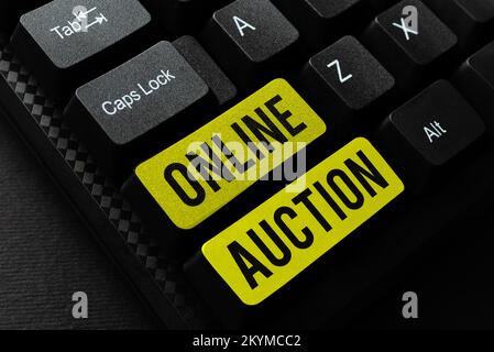 Hand writing sign Online Auction. Business overview digitized sale ...