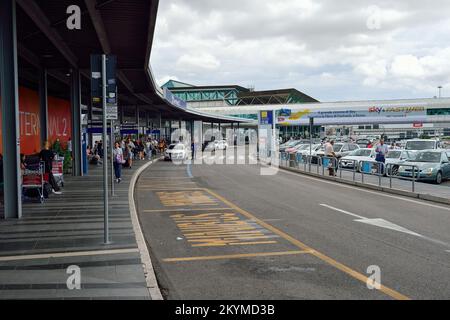 ROME, ITALY - AUGUST 16, 2015: Fiumicino Airport terminal outdoor ...