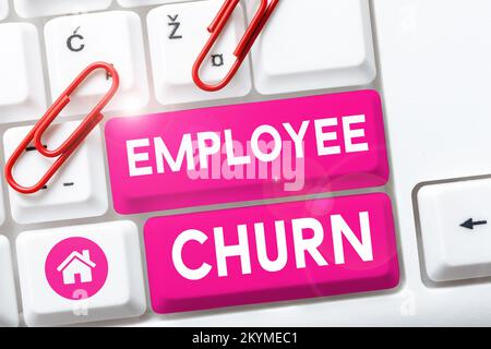 Sign displaying Employee Churn, Concept meaning rate of change of ...