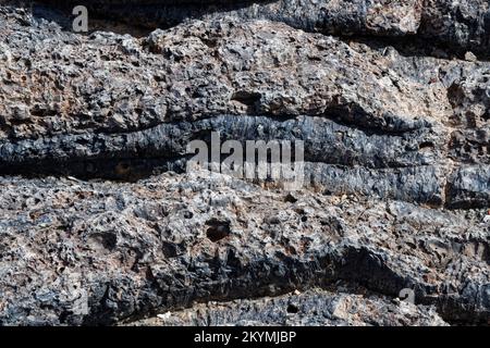 Old, cooled Pahoehoe lava with ropy texture, Teide National Park ...