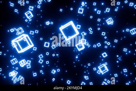 Glowing cubes and neon materials, Scientific and technological ...