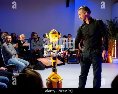 Unveiling of Mirokai prototype robot by Jerome Monceaux, CEO of ...