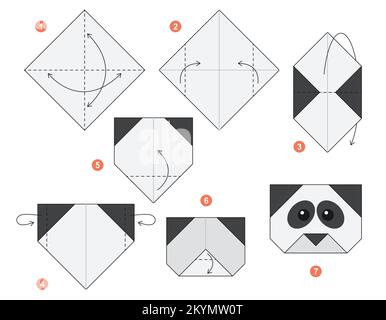 Origami tutorial for kids. Origami cute Panda Stock Vector Image & Art ...