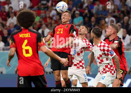 Doha, Qatar, 01/12/2022, Belgium's Timothy Castagne and Croatian ...