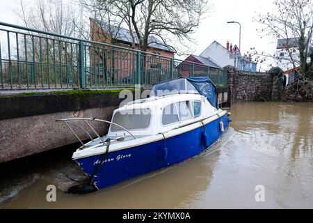 boat stuck against a bridge after slipping its mooring in barrow upon ...
