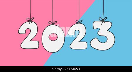 Happy New Year 2023 hanging typography on white Stock Vector Image ...
