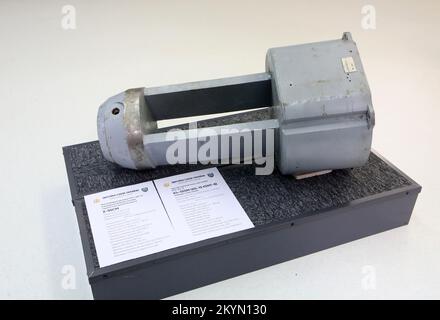 KYIV, UKRAINE - DECEMBER 1, 2022 - A special warhead mass-size model ...