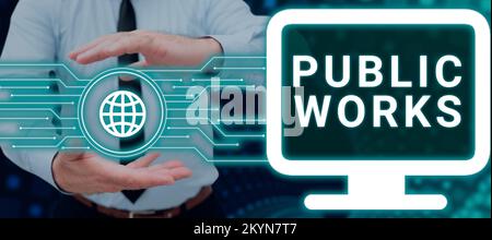 Handwriting text Public Works, Business approach Describes the viewing ...