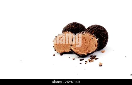 chocolate rum flavored truffles isolated on white background Stock ...
