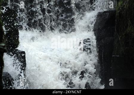The man-made Penllergaer Waterfall. A drop of around 10 feet ...