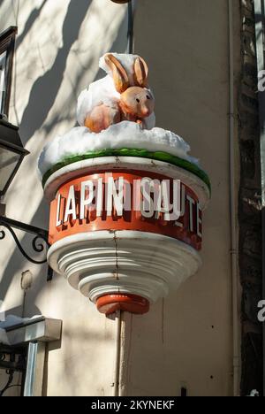 Lapin Saute restaurant sign in Petit Champlain, Quebec City, Quebec ...