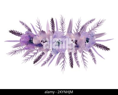 Bouquet. Watercolor wildflowerst. Purple flowers clipart. Floral clip ...