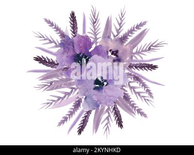 Bouquet. Watercolor wildflowerst. Purple flowers clipart. Floral clip ...