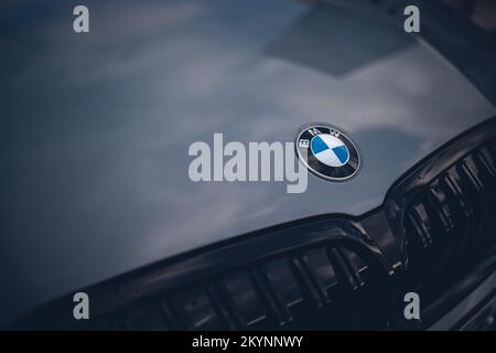 BMW logo on last generation car Stock Photo - Alamy